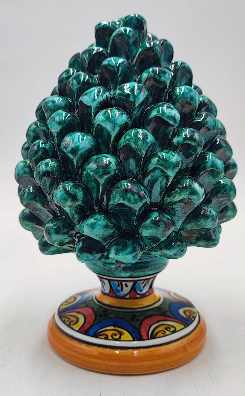 Handmade Sicilian Ceramic Pine Cone With Decorative Base – 20cm (7.87 ...