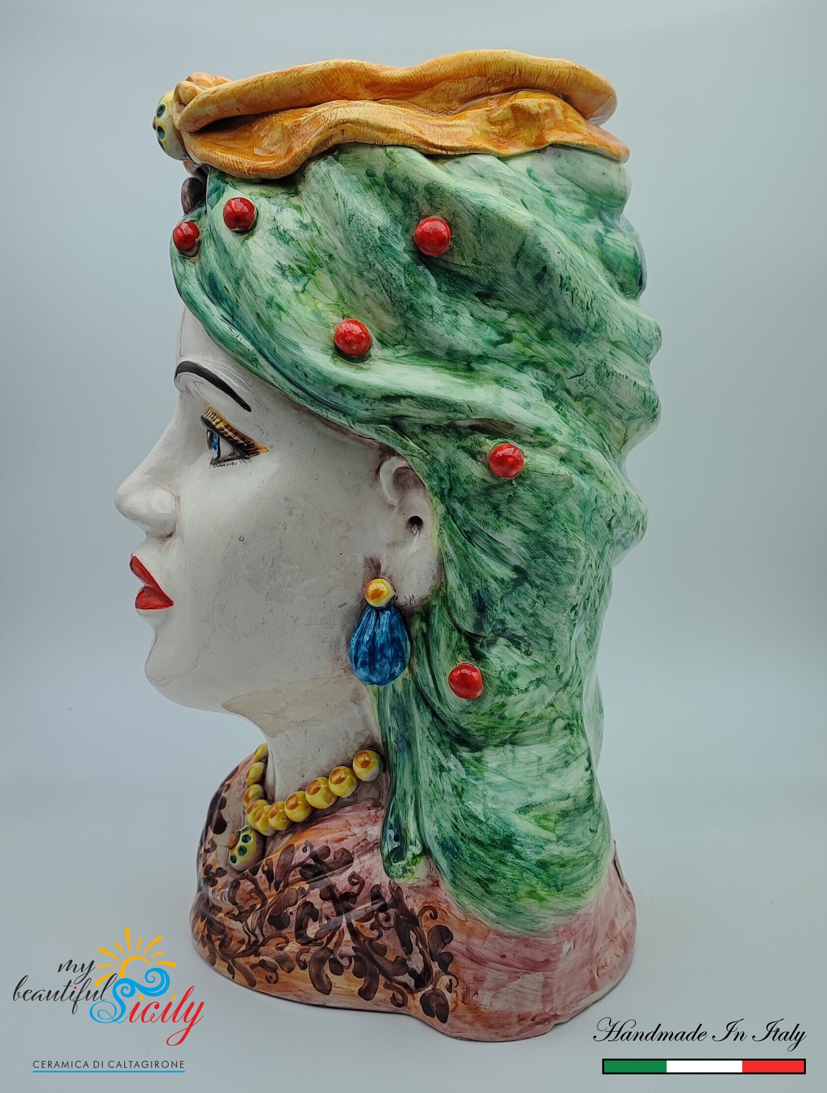 Handcrafted Sicilian Ceramica Di Caltagirone Moorish Heads ...