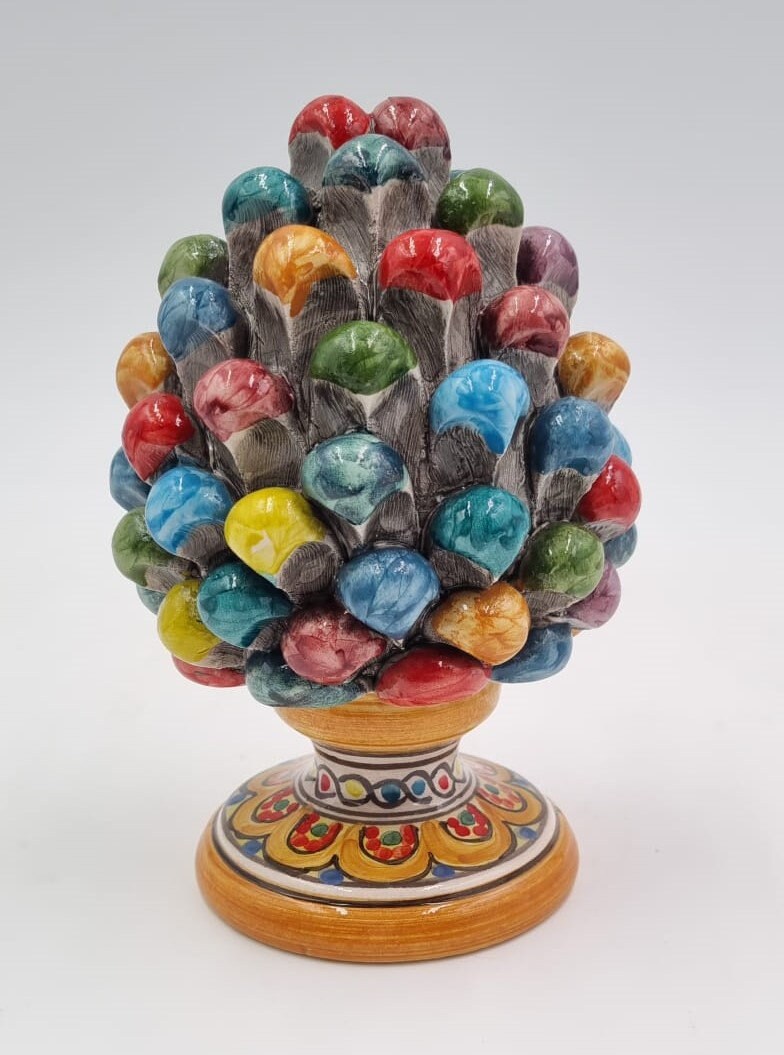 Sicilian Ceramic Pine Cone, Hand Made, With Decorative Base and With ...