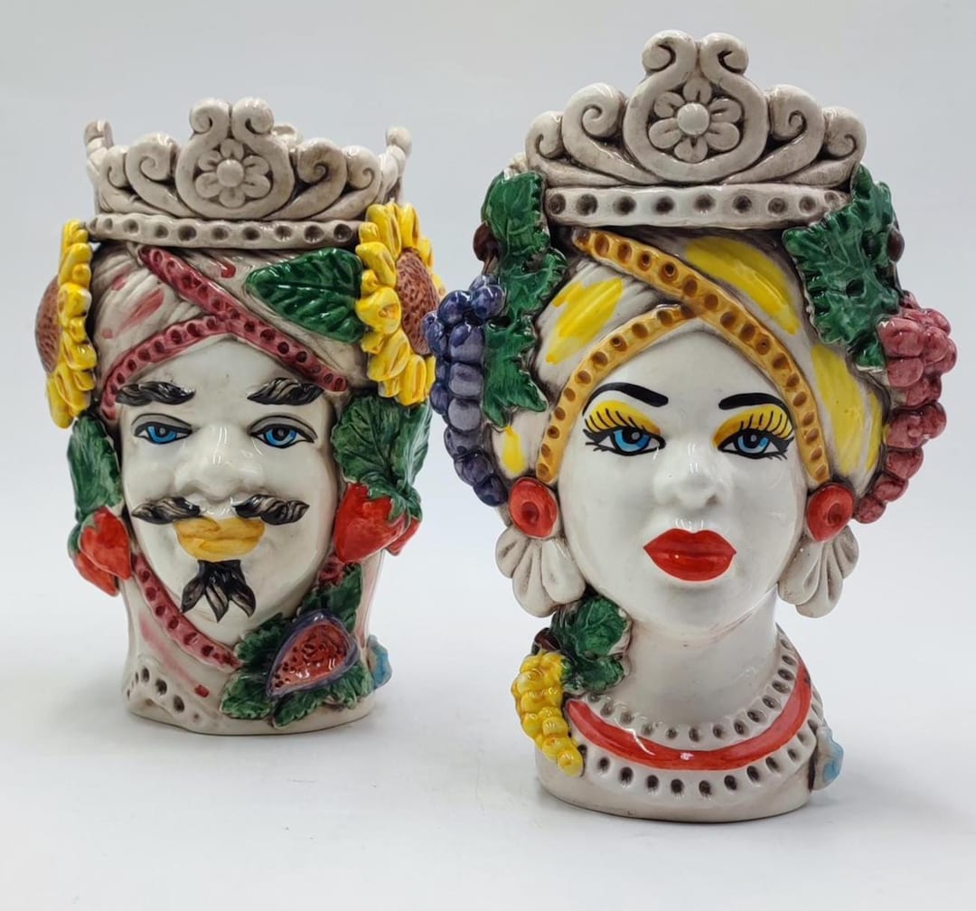 Handcrafted Sicilian Ceramica Di Caltagirone Moorish Heads ...