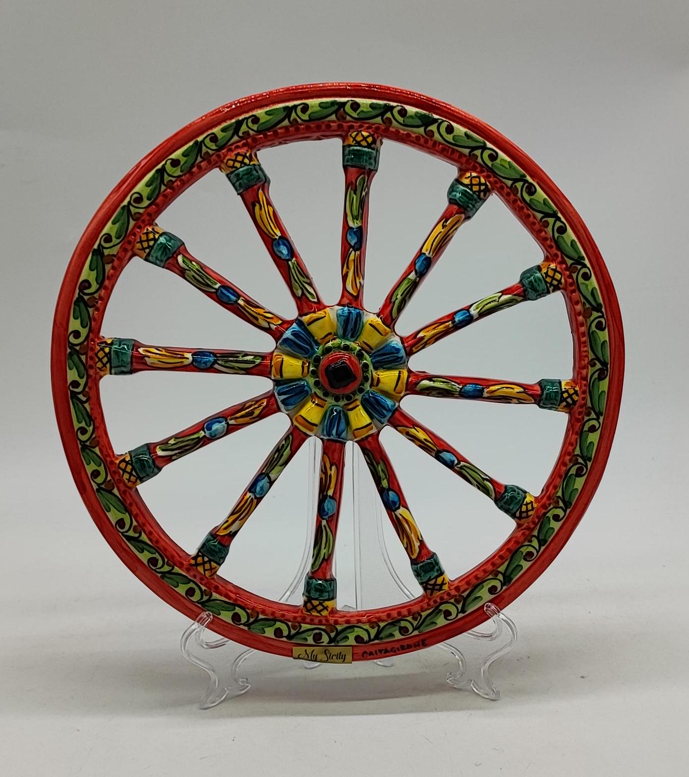 Splendid Sicilian Cart Wheel in Ceramica Di Caltagirone 29/30CM Approx ...