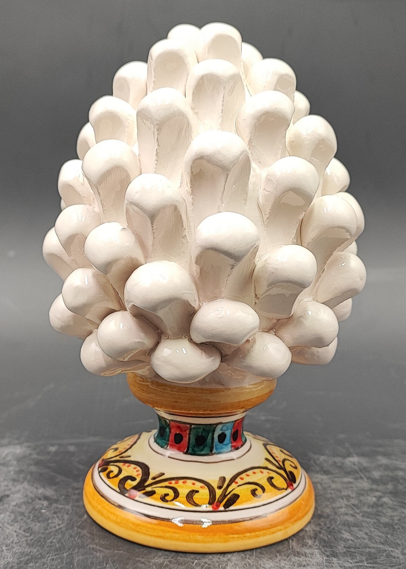Sicilian Ceramic Pine Cone, Hand Made, With Decorative Base and With ...