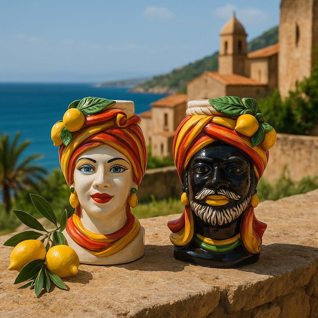 Ceramica Di Caltagirone Sicilian Moorish Heads - Handcrafted ...
