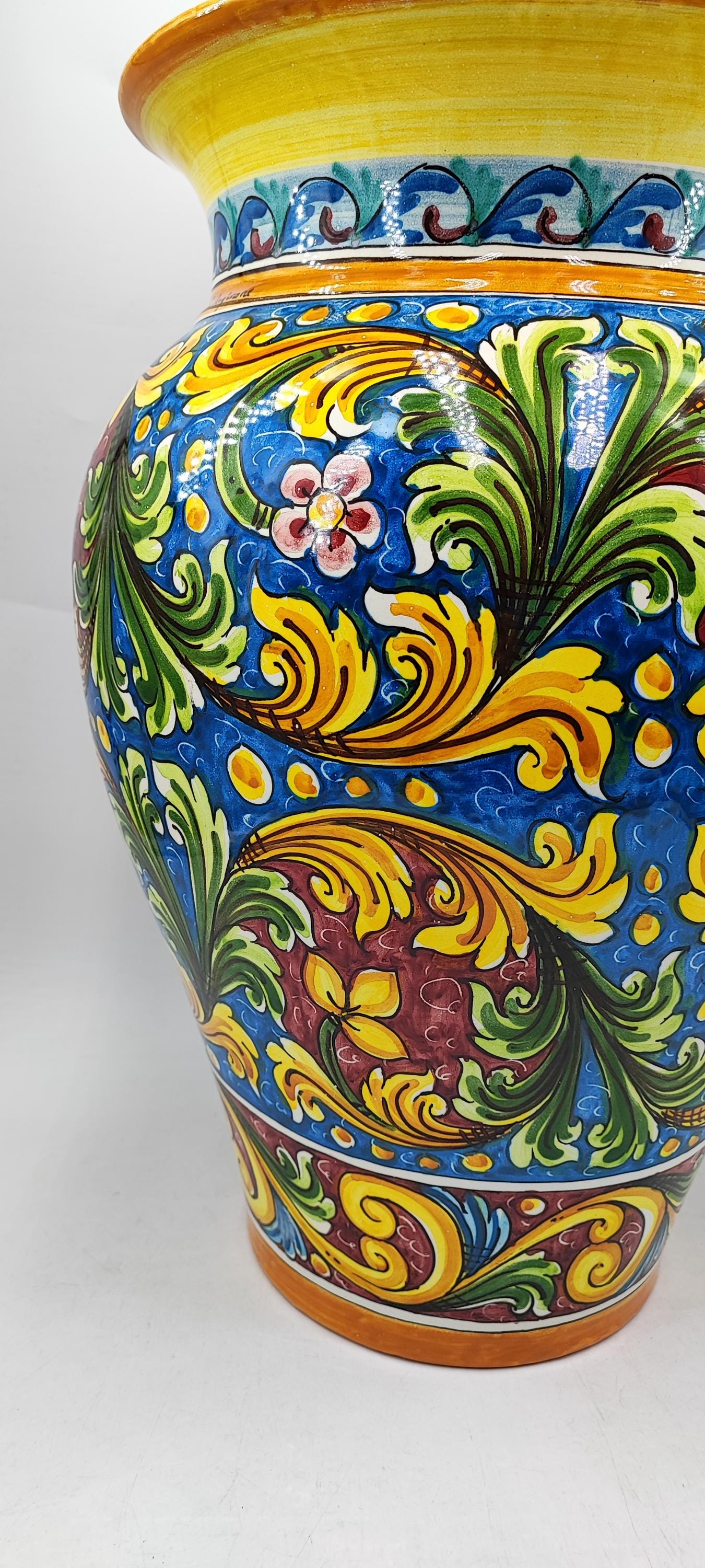 Handmade Sicilian Ceramic Umbrella Stand - Unique Mediterranean Piece ...
