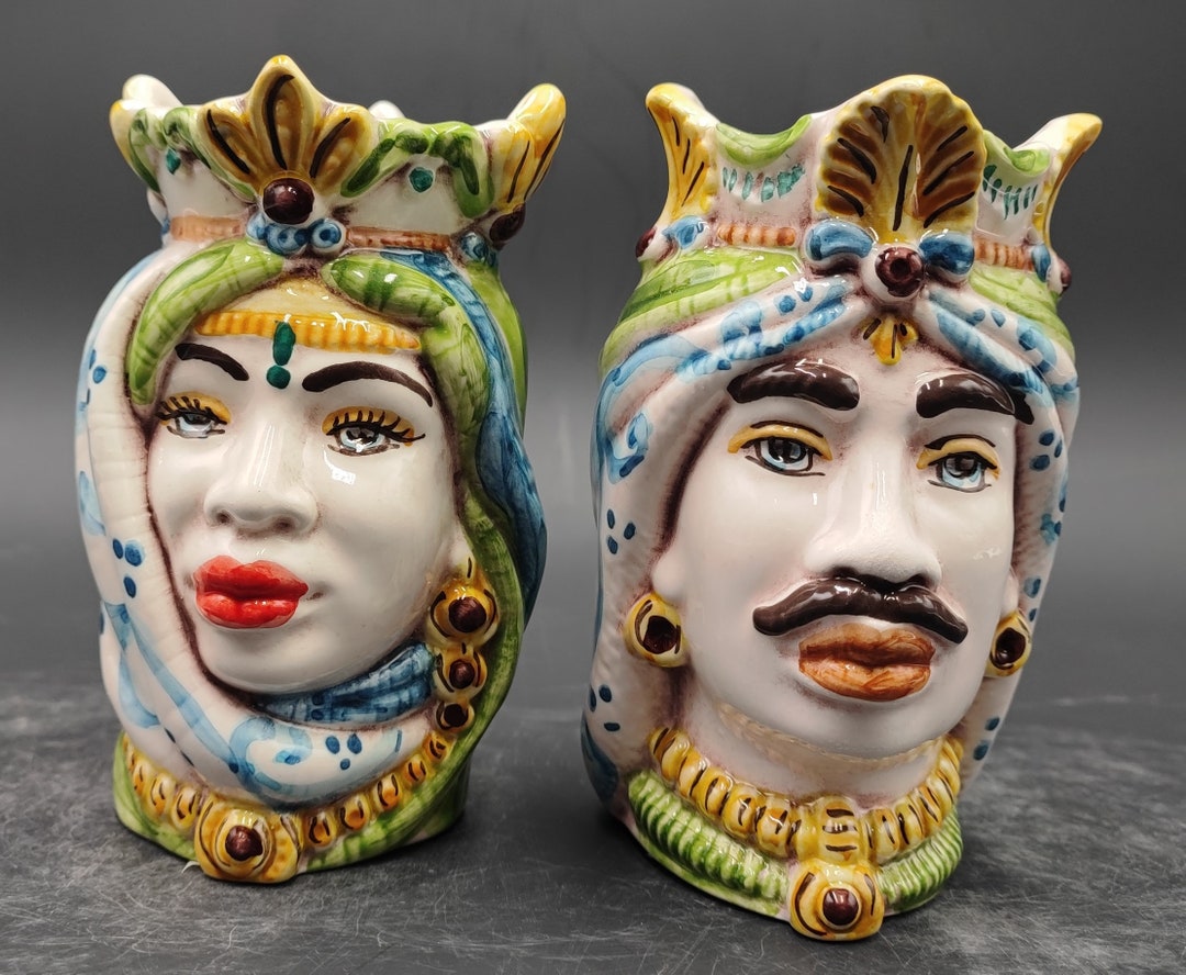 Ceramica Di Caltagirone Sicilian Moorish Heads Africane Style - Etsy