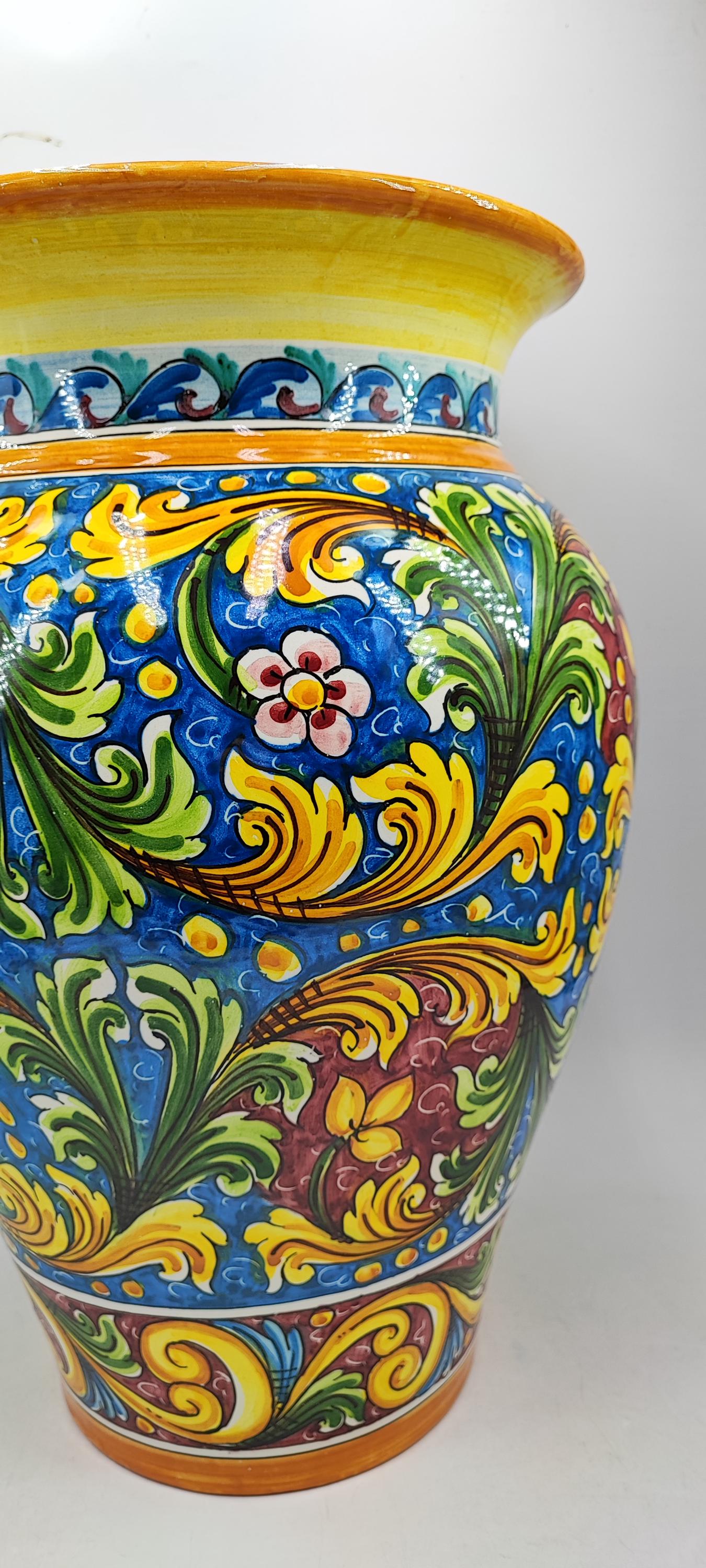 Handmade Sicilian Ceramic Umbrella Stand - Unique Mediterranean Piece ...