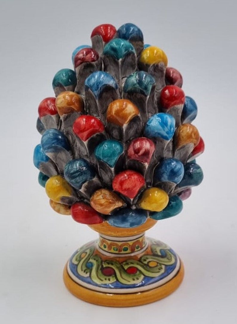 Sicilian Ceramic Pine Cone, Hand Made, With Decorative Base and With ...
