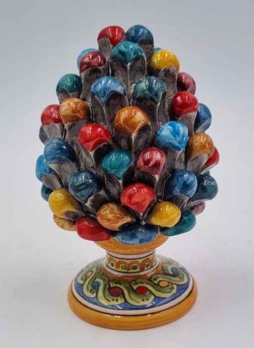 Sicilian Ceramic Pine Cone, Hand Made, With Decorative Base and With ...