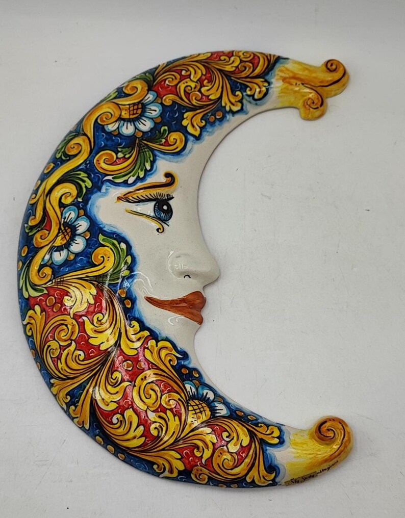 Handmade Caltagirone Ceramic Moon Wall Art: Sicilian Baroque Design - Etsy