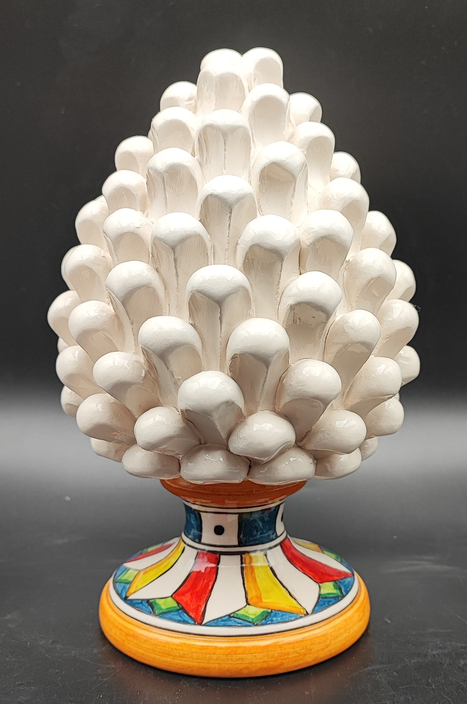 Sicilian Ceramic Pine Cone, Hand Made With Decorative Base 20cm - Etsy