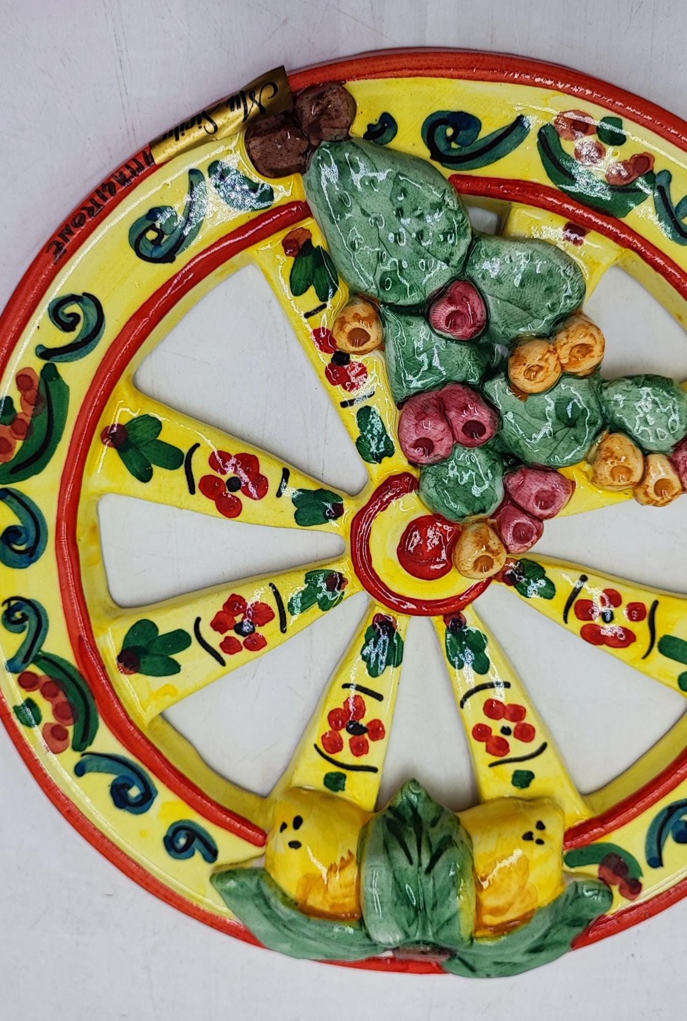 Splendid Sicilian Cart Wheel in Ceramica Di Caltagirone 20 /21CM Approx ...