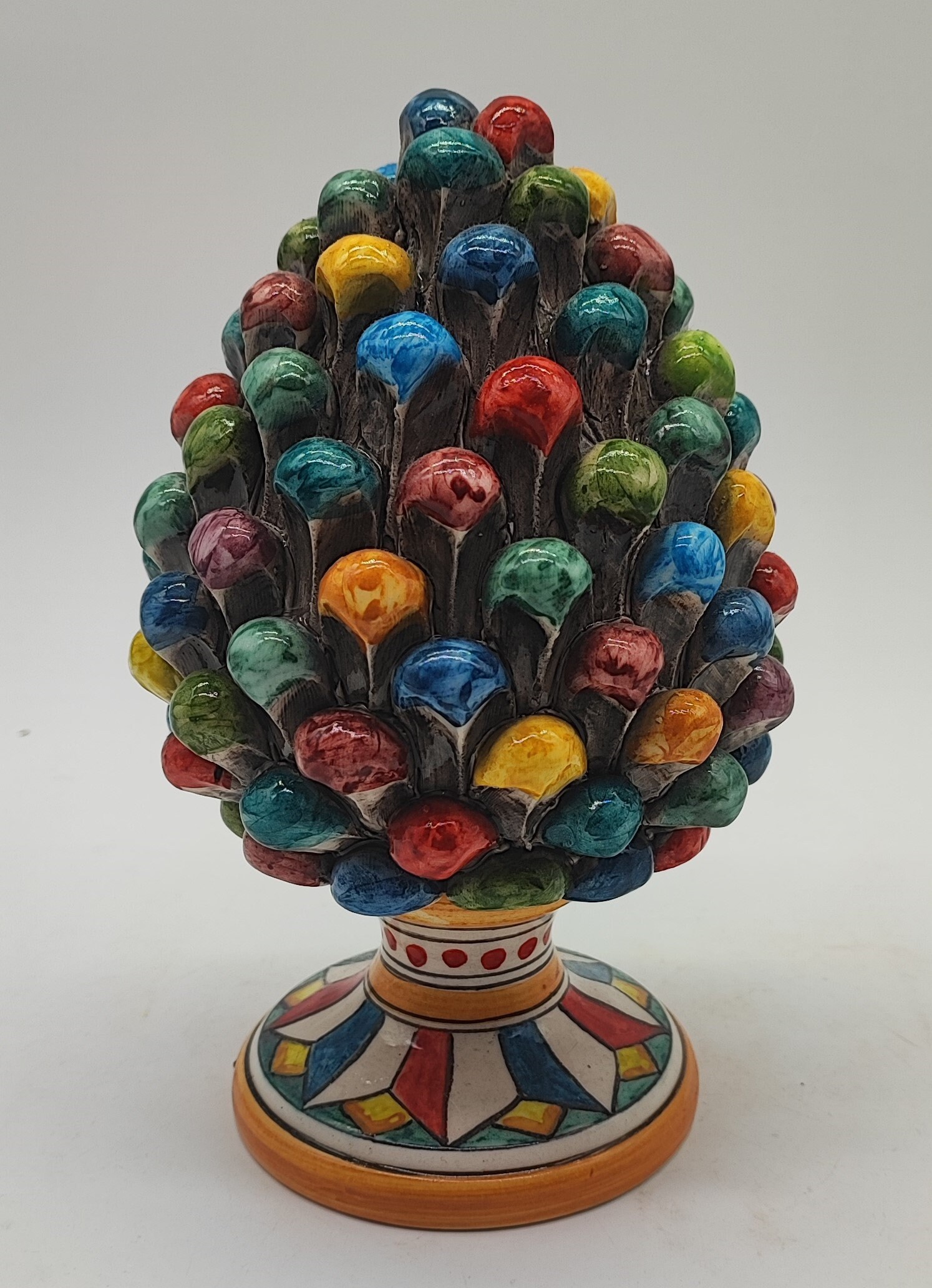 Sicilian Ceramic Pine Cone, Hand Made With Decorative Base 20cm - Etsy
