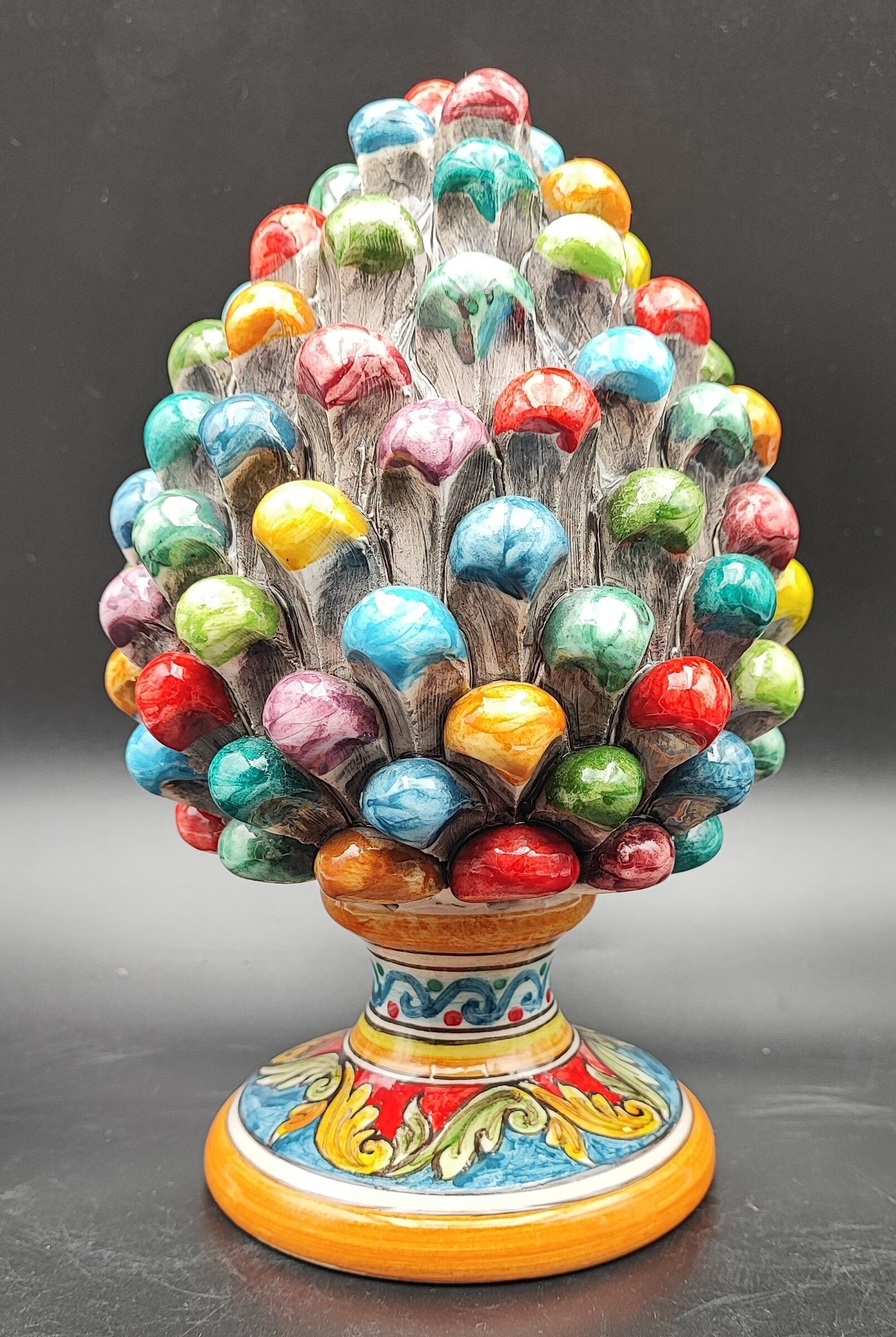 Sicilian Ceramic Pine Cone, Hand Made With Decorative Base 20cm - Etsy