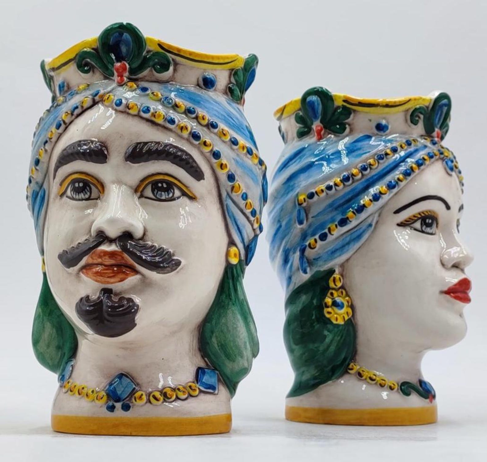 Ceramica Di Caltagirone Sicilian Moorish Heads - Handcrafted ...