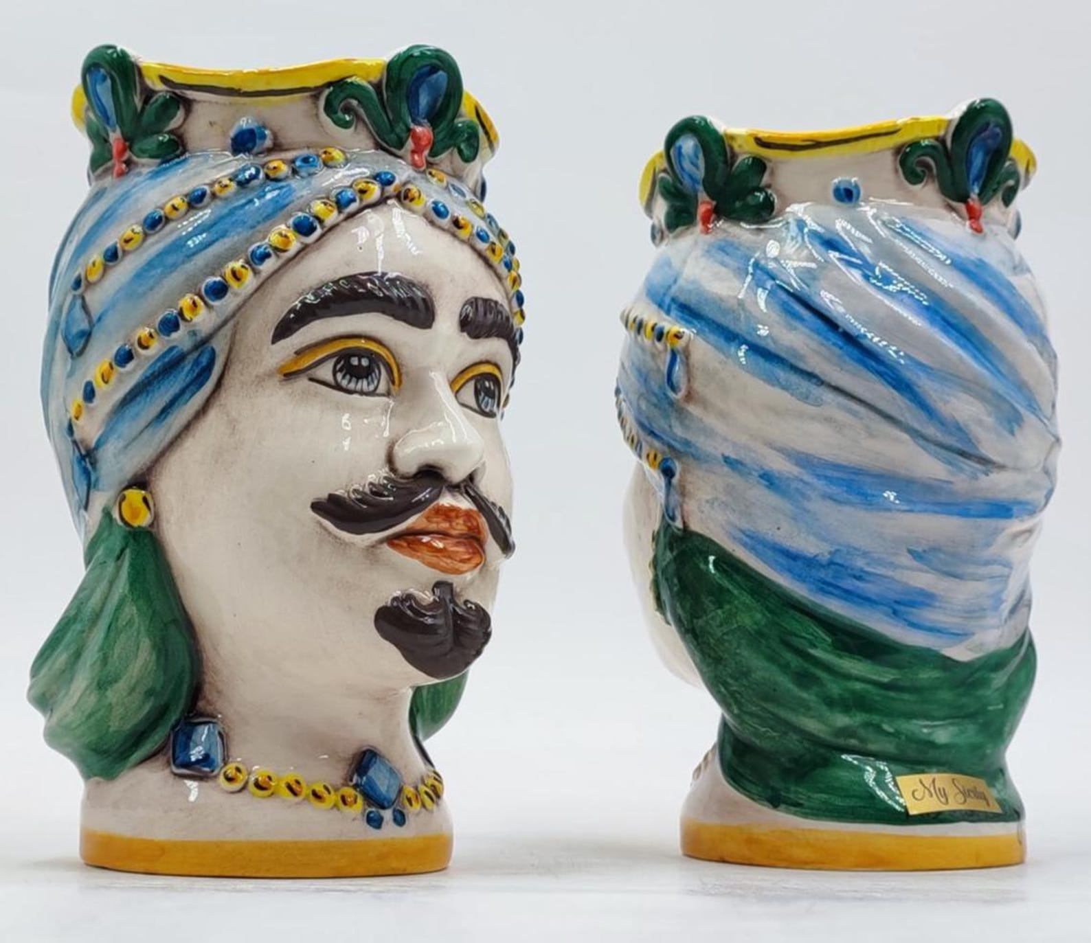 Ceramica Di Caltagirone Sicilian Moorish Heads - Handcrafted ...