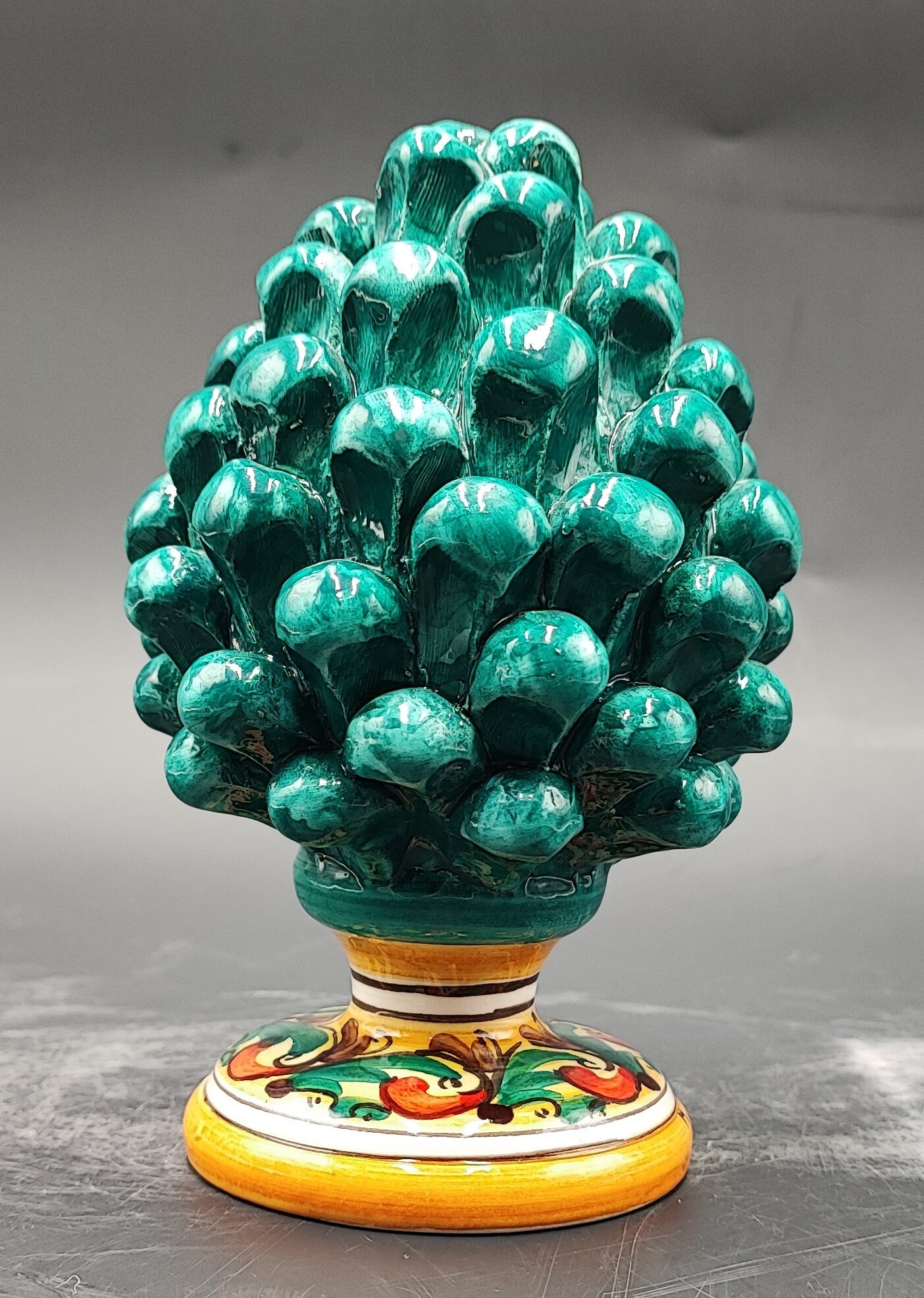 Sicilian Ceramic Pine Cone, Hand Made, With Decorative Base and With ...