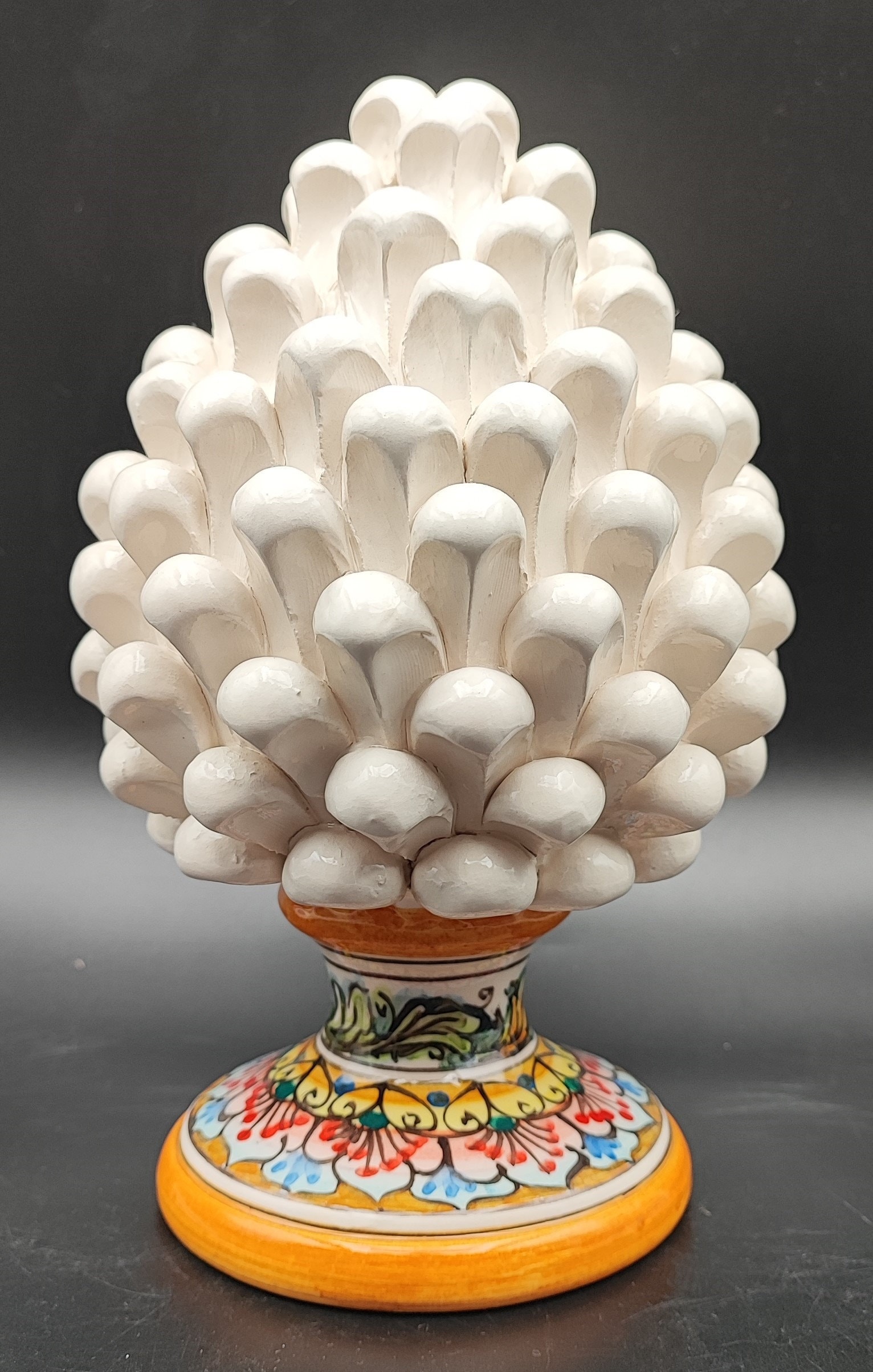 Sicilian Ceramic Pine Cone, Hand Made With Decorative Base 20cm - Etsy