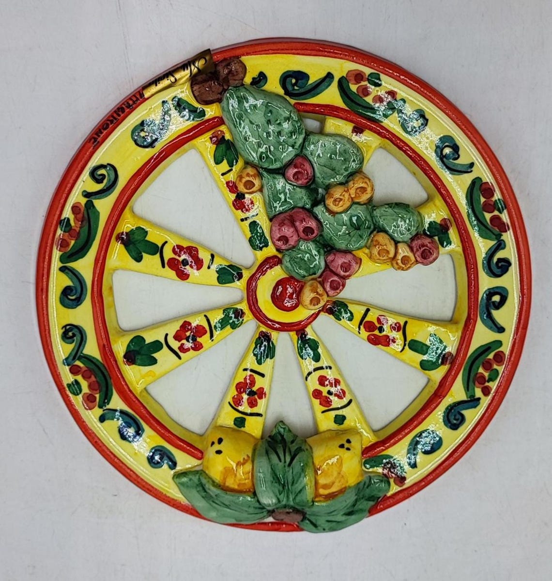 Splendid Sicilian Cart Wheel in Ceramica Di Caltagirone 20 /21CM Approx ...