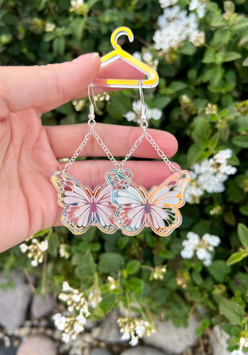 Butterfly Earrings Iridescent Color Changing Earrings Jewelry - Etsy