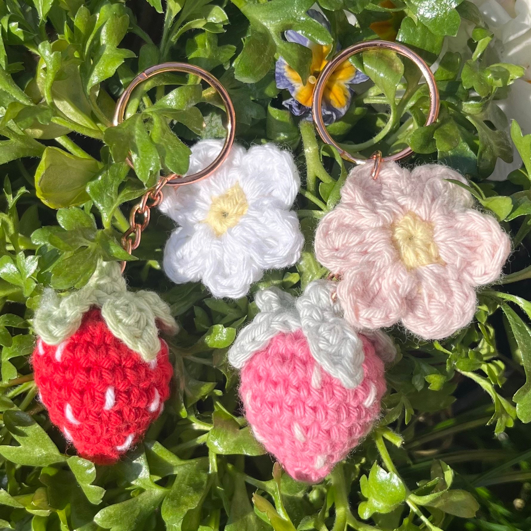 Crochet Strawberry Keyring - Etsy UK