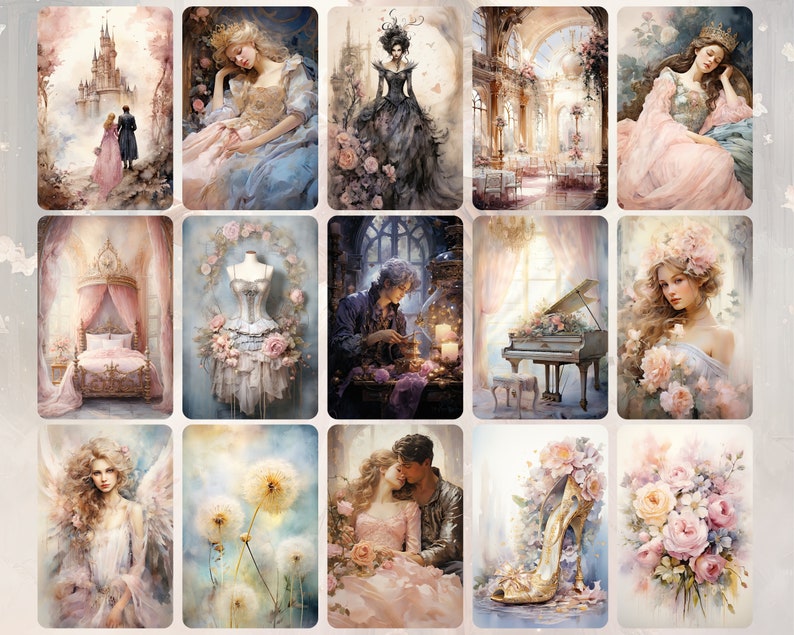 SLEEPING BEAUTY Theme, Big Bundle Shabby Chic Journal, Digital Paper A4 ...