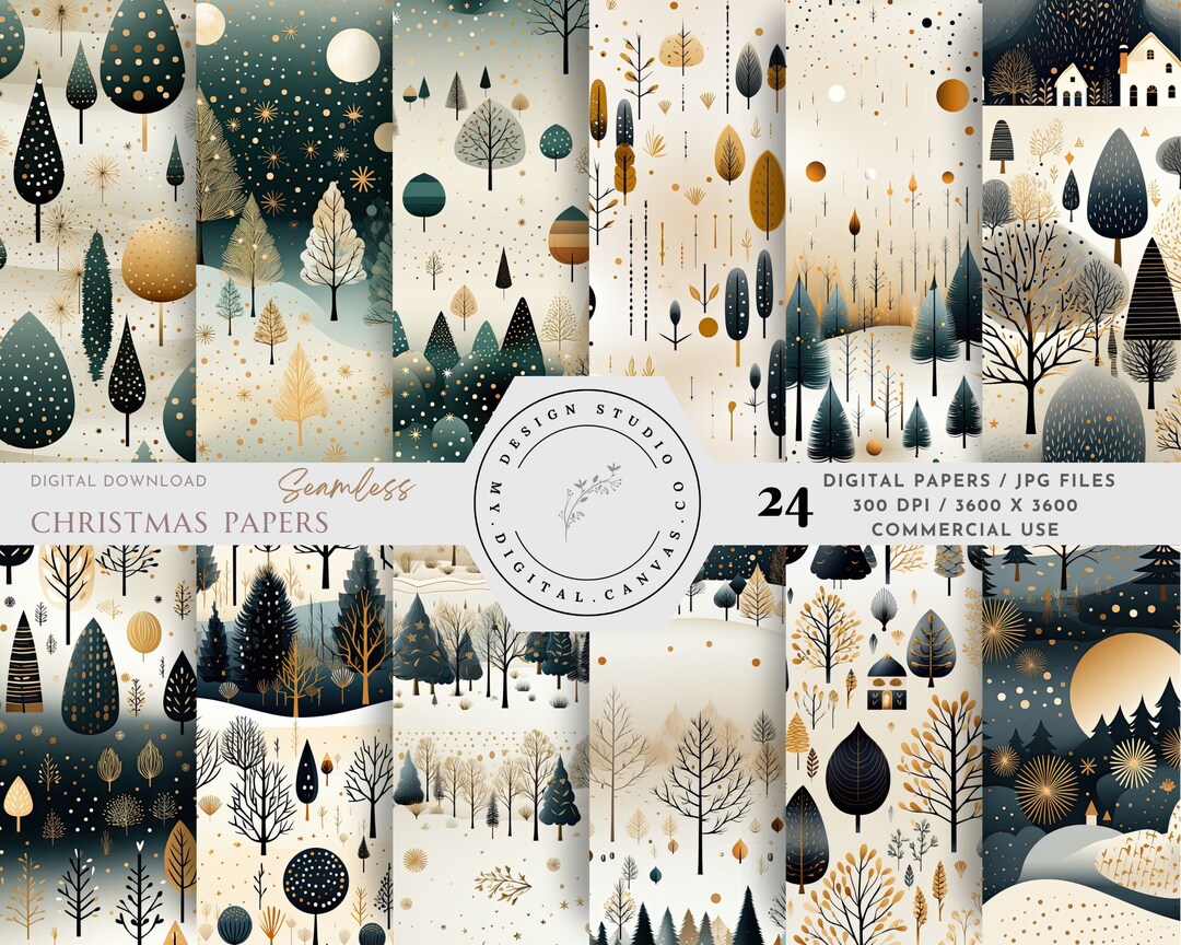 Watercolor Christmas Digital Paper, Seamless Printable Textures ...