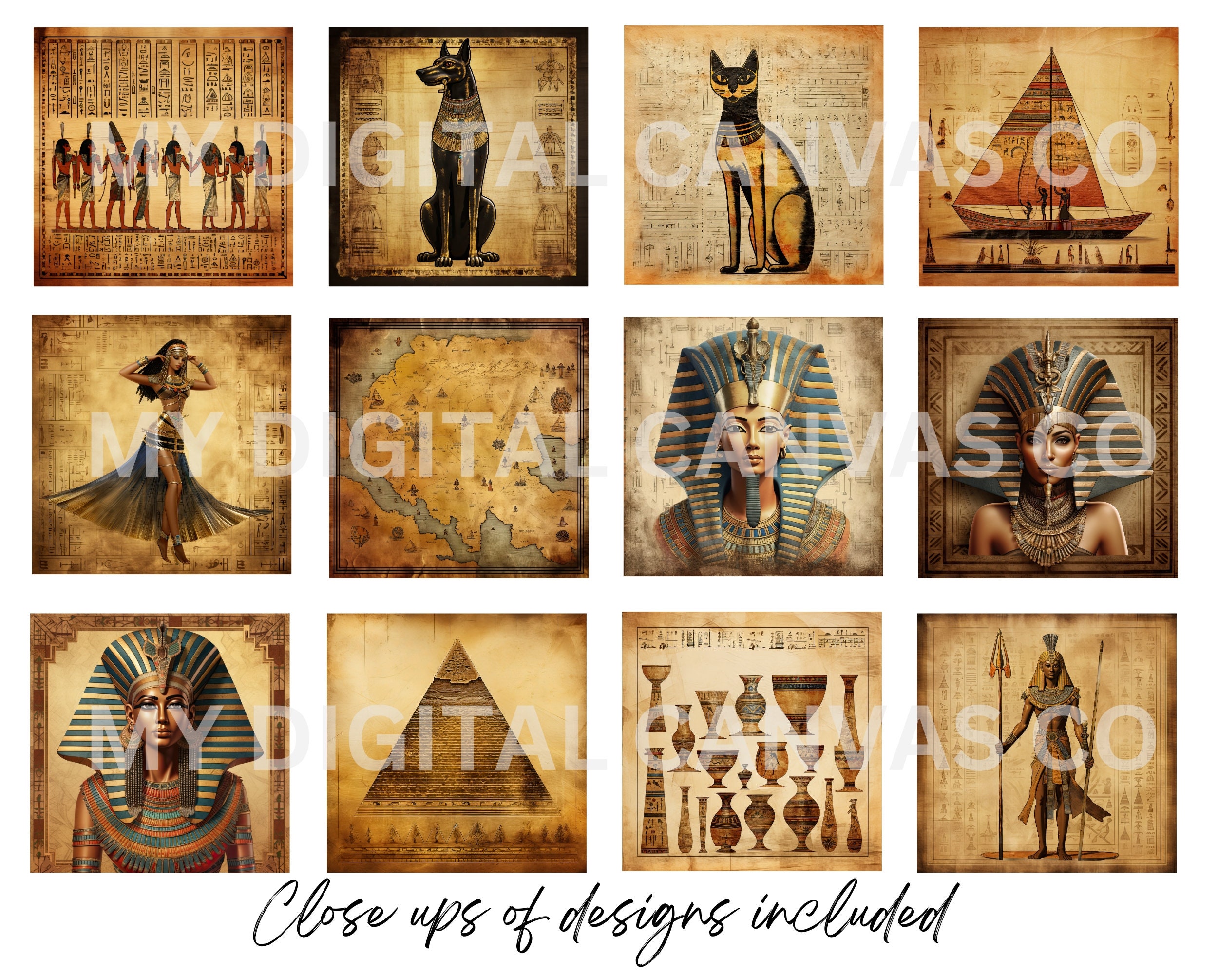 Ancient Egypt Egyptian Digital Paper, Hieroglyphics Scrapbook Paper ...