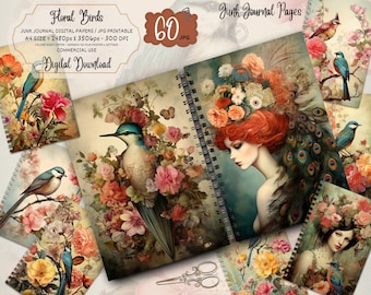 Vintage Birds Junk Journal Digi Kit, Collage Sheets, DIGITAL DOWNLOAD ...