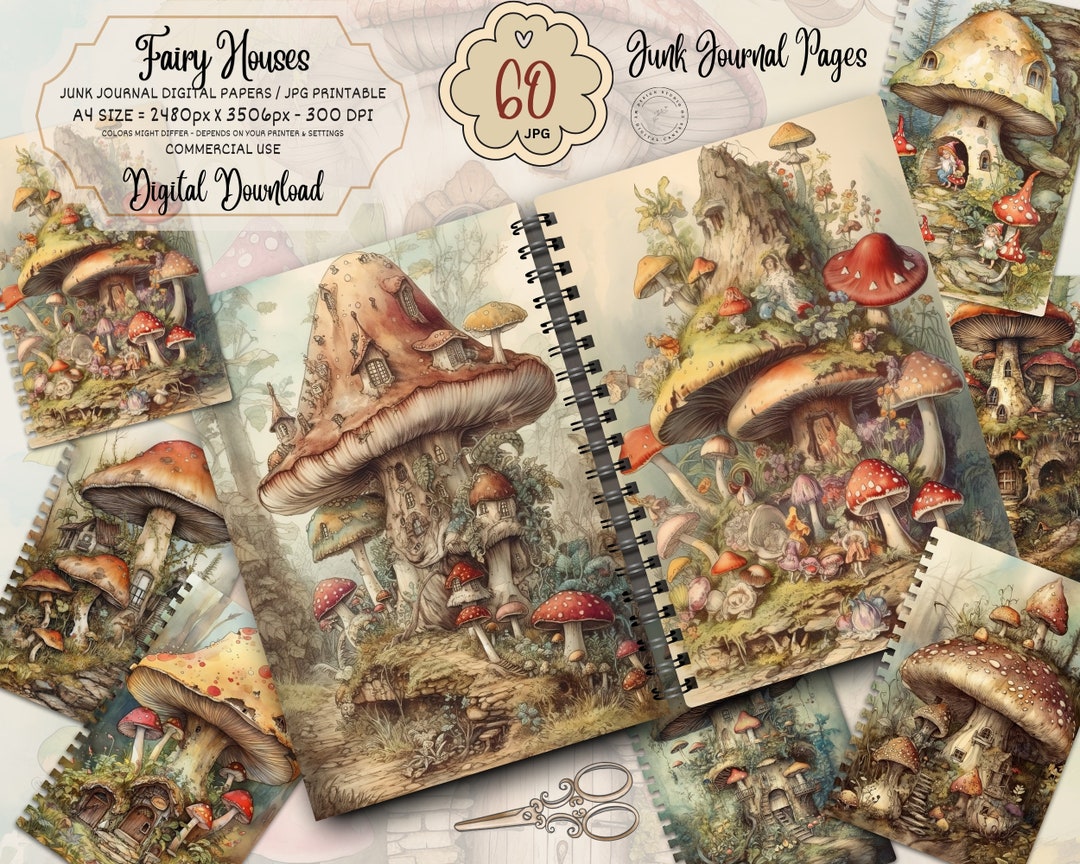 Fairy House Junk Journal Pages, Digital Fantasy Forest Scrapbook Paper ...