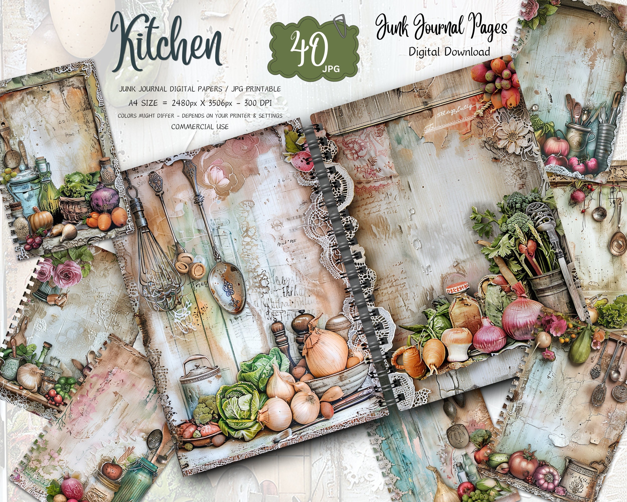 Kitchen Junk Journal Printable, Vintage Cooking Junk Journal Pages ...