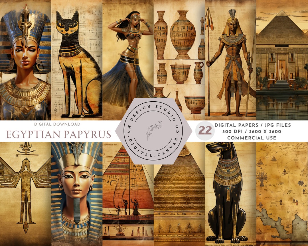 Ancient Egypt - Egyptian Digital Paper, Hieroglyphics Scrapbook Paper ...