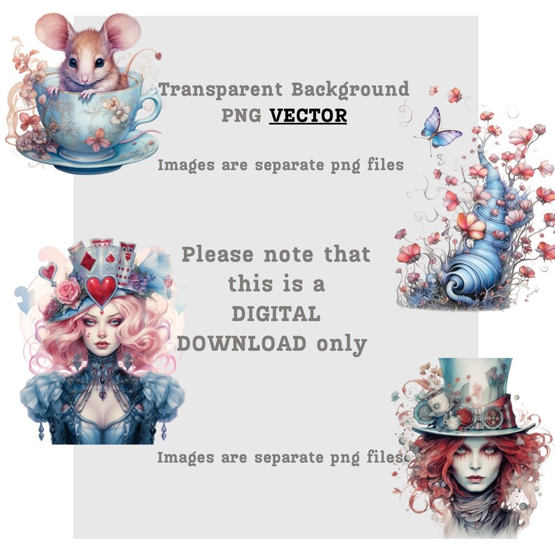 Watercolor Alice in Wonderland Png Clipart, Printable Girls Borderland ...