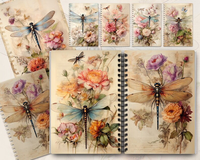 Vintage Insects Junk Journal Pages, Digital Scrapbook Paper Kit ...
