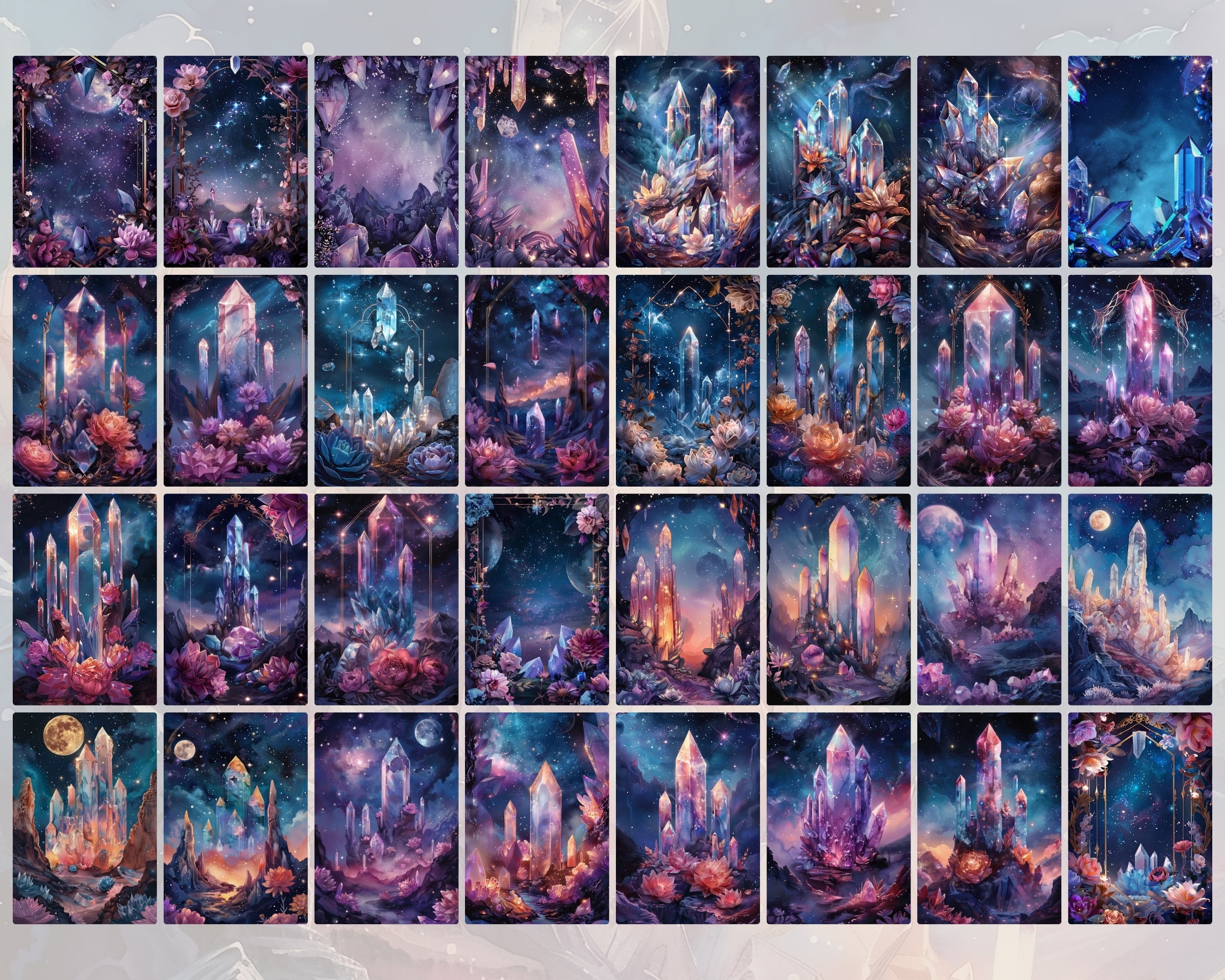 Crystal Junk Journal Pages, Mystic Crystals Junk Journal Pages, Digital ...