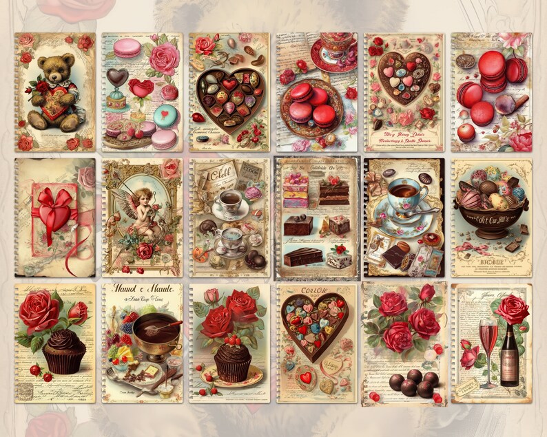 Vintage Valentine Ephemera Printable Valentines Junk Journal, Digital ...