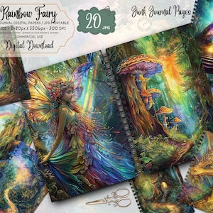 Rainbow Fairy Junk Journal Pages: Enchanted Collage (digital Download ...
