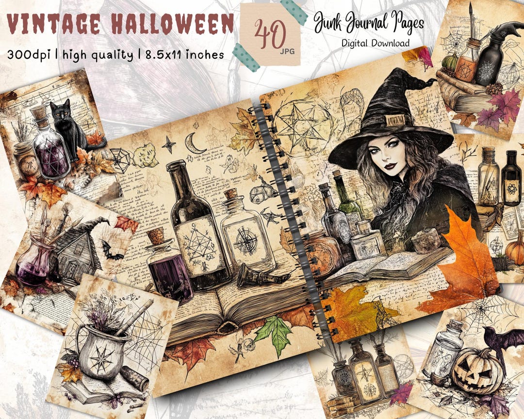 Vintage Halloween Printable Journal Pages Junk Journal, Creepy Junk ...