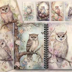 Fantasy Owl Junk Journal Kit, Watercolor Owl Journal Pages, Owl Junk ...