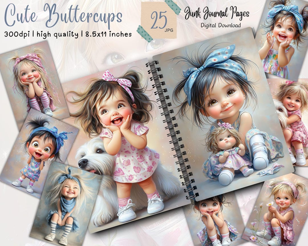 Animated Girl Junk Journal Kit: Printable Ephemera (digital Download ...