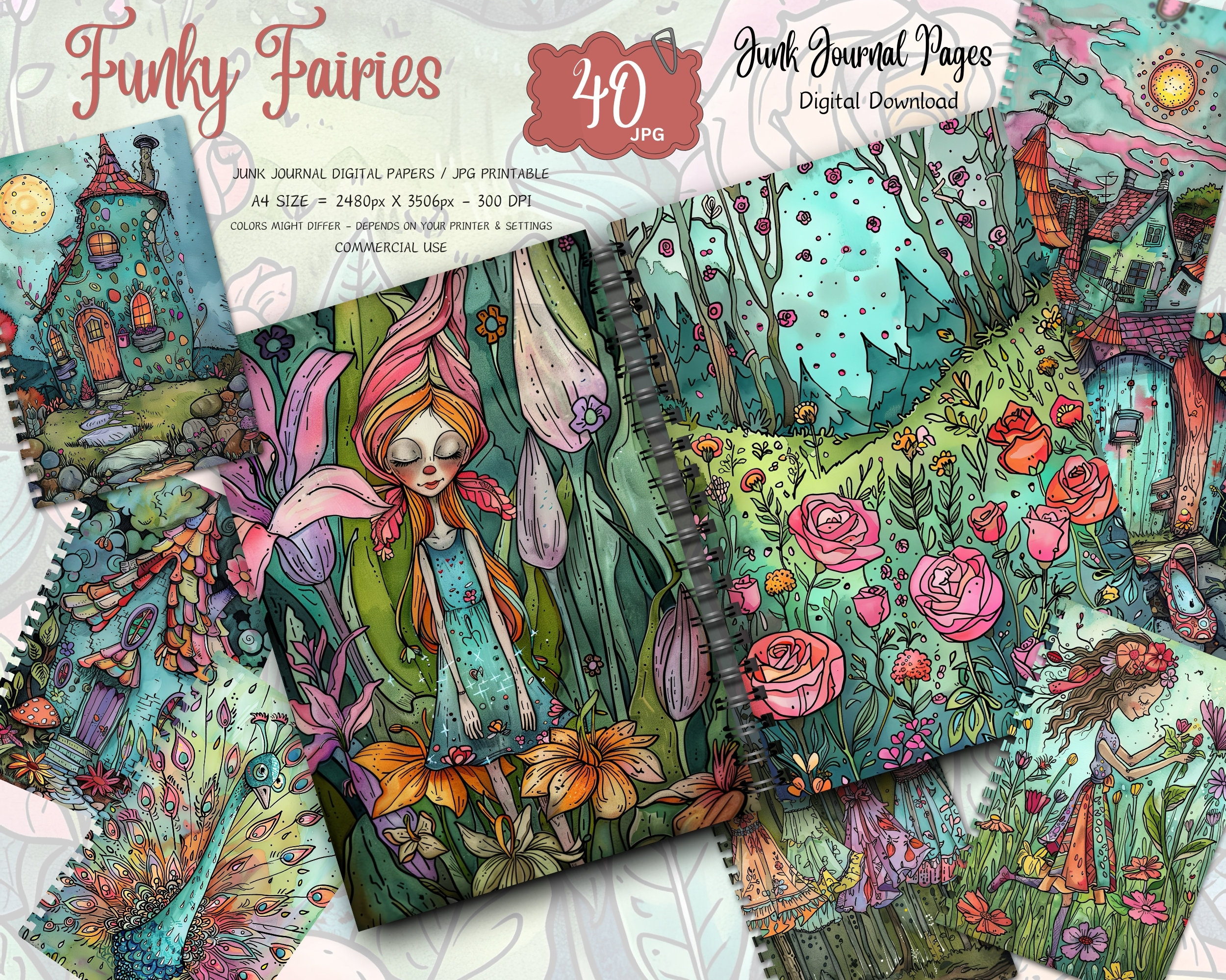 Funky Fairy Junk Journal Kit, Whimsical Fairy Junk Journal Kit, Fantasy ...