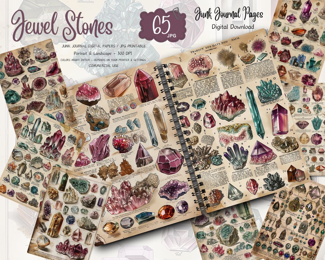 Jewel Stones, Crystal Junk Journal, Mystic Crystals Junk Journal Pages ...