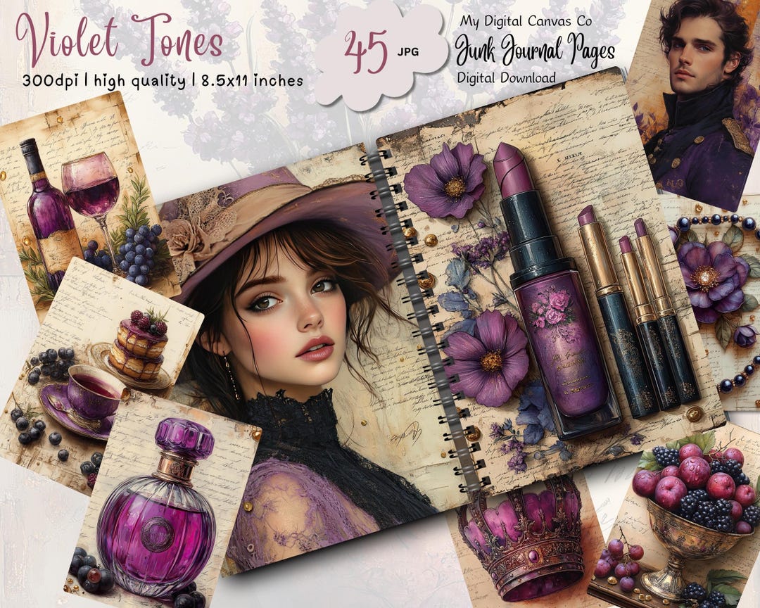 Violet Purple Junk Journal Printable Kit Vintage Victorian Digital ...