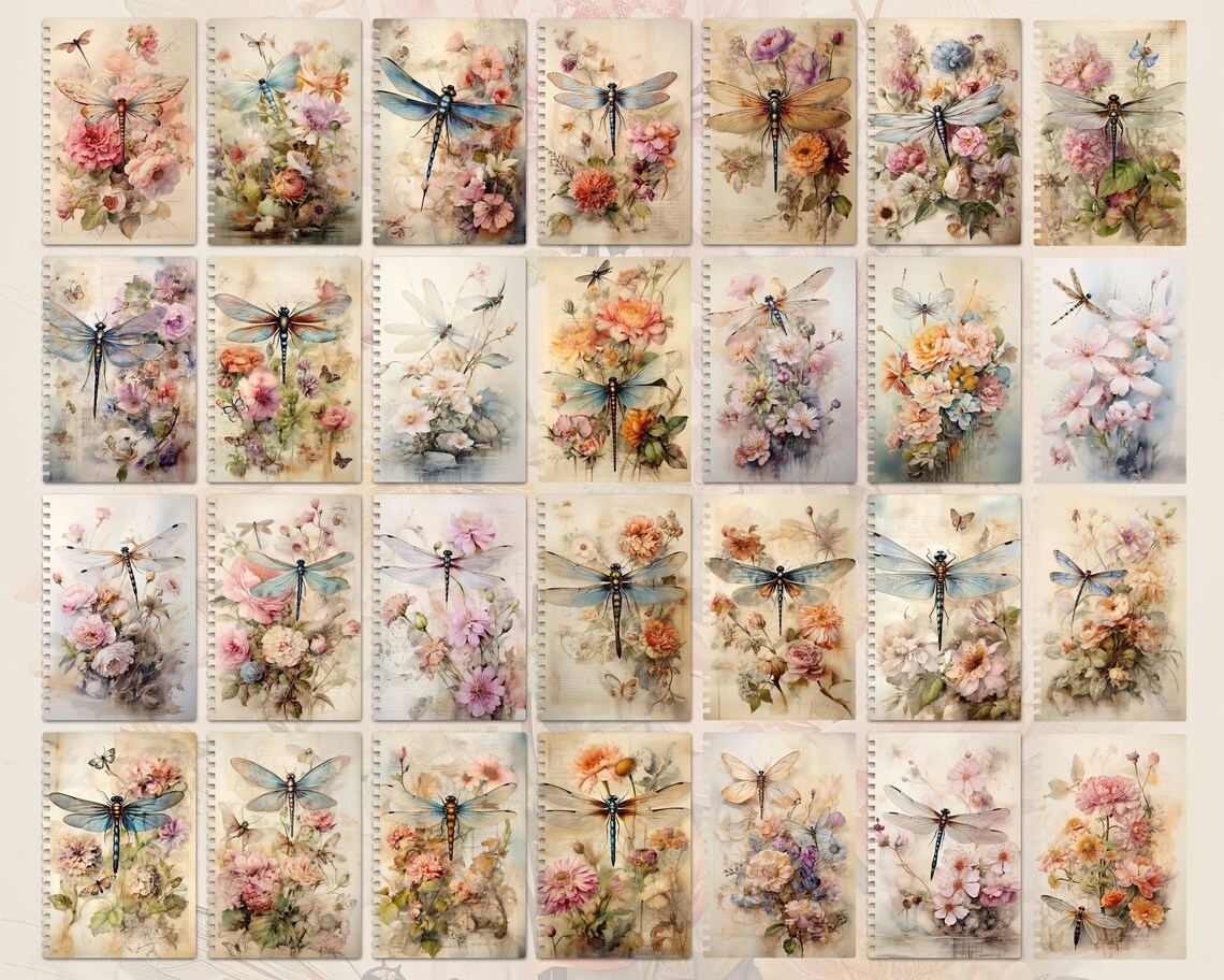 Vintage Insects Junk Journal Pages, Digital Scrapbook Paper Kit ...