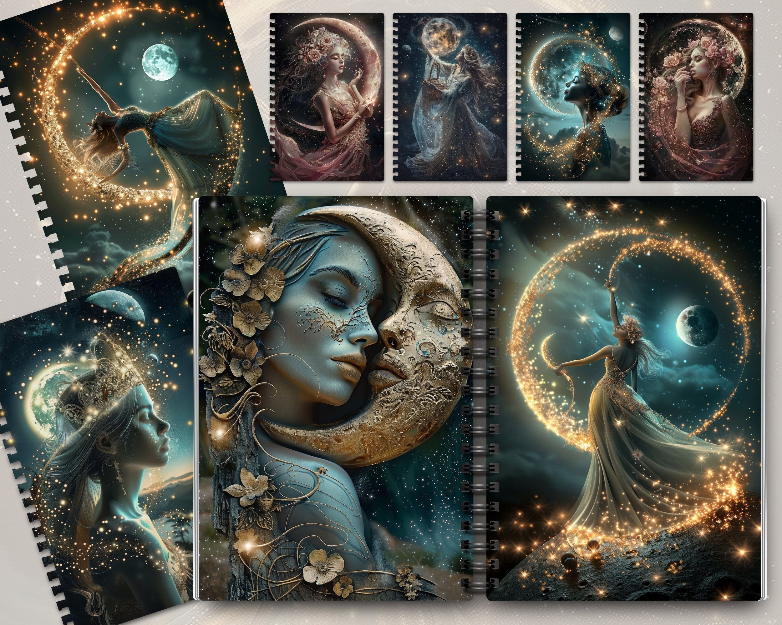 Celestial Moon Goddess Junk Journal Kit, Boho Moon Phase Printable ...