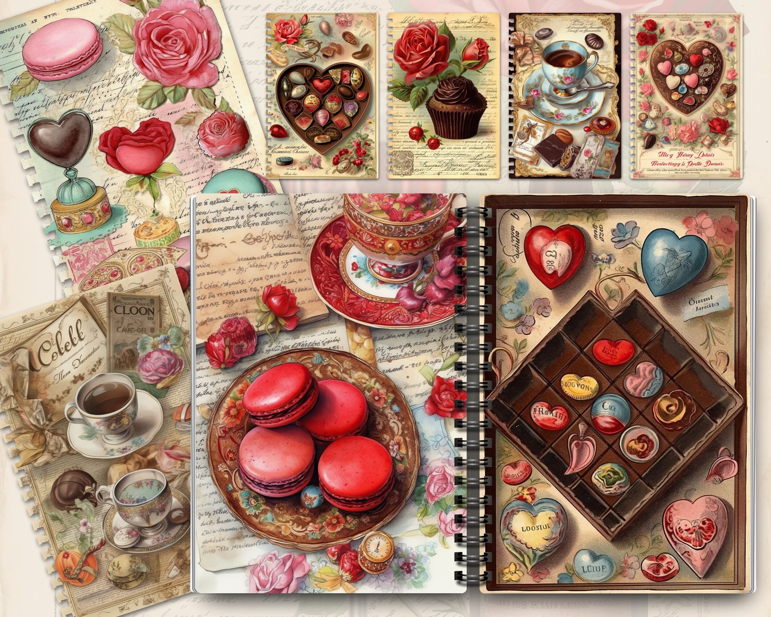 Vintage Valentine Ephemera Printable Valentines Junk Journal, Digital ...