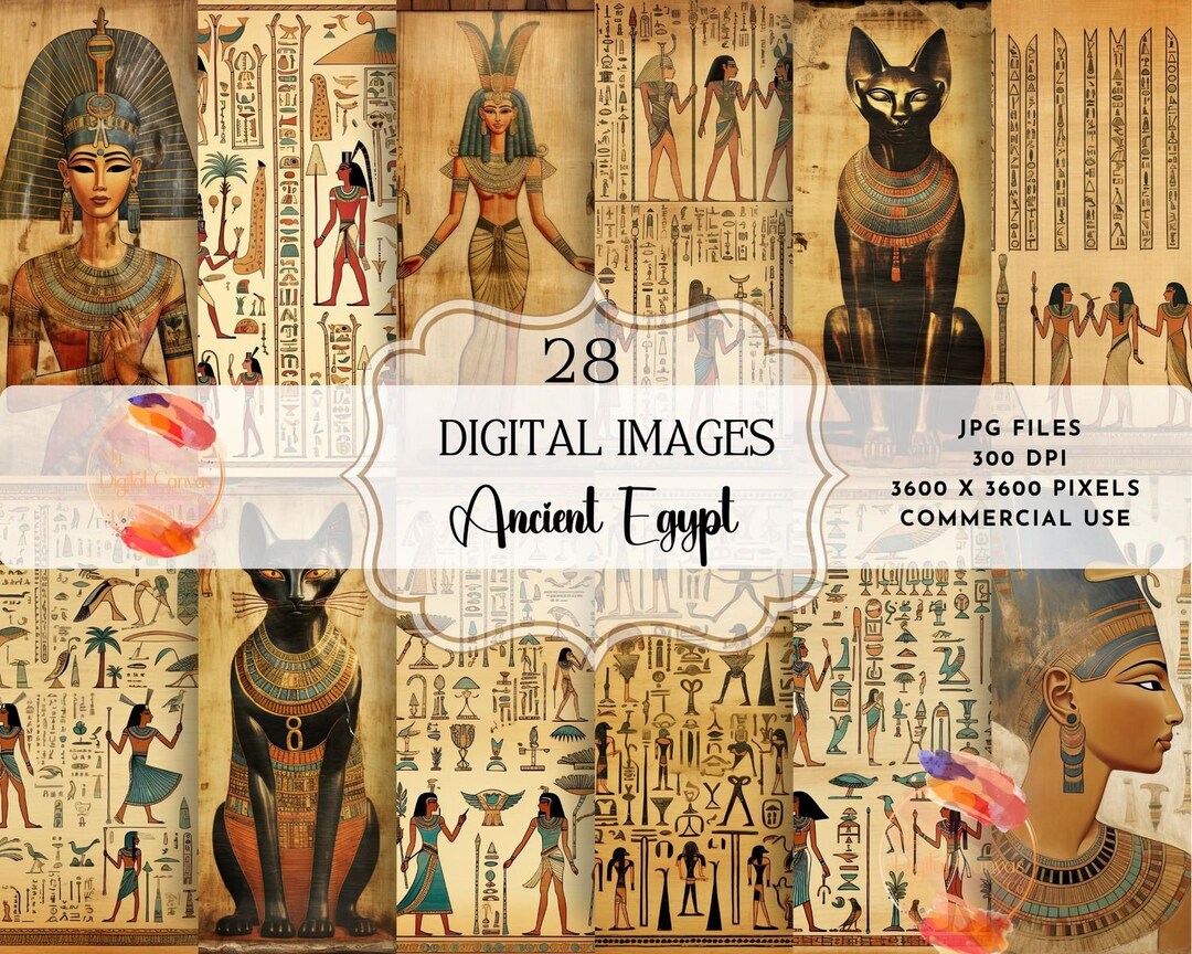 Ancient Egypt - Egyptian Digital Paper, Hieroglyphics Scrapbook Paper ...