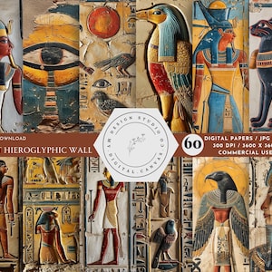 Ancient Egypt - Egyptian Digital Paper, Hieroglyphics Scrapbook Paper ...