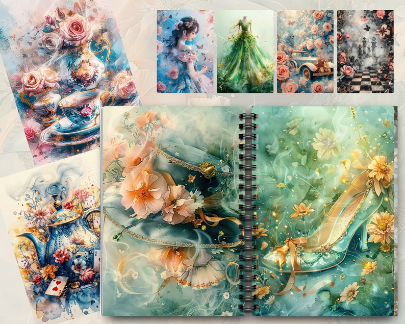 Tea Party Journal Shabby Chic Paper Vintage Tea Time Paper Florals ...
