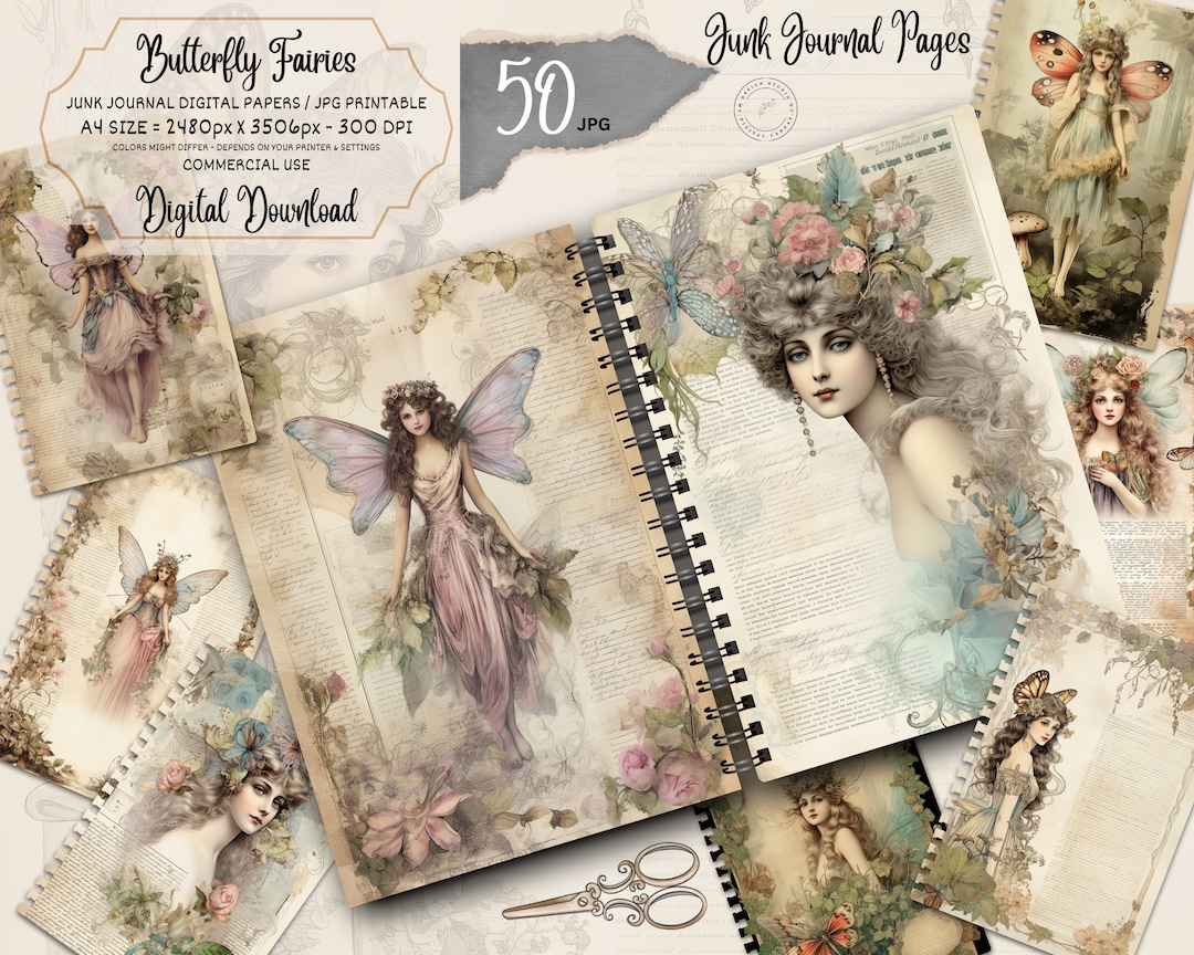 Fairy Junk Journal Pages, Enchanted World Collage Printables, Fantasy ...