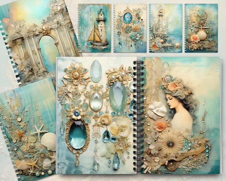 Coastal Junk Journal Pages: Seaside Scrapbook Paper (digital Download ...